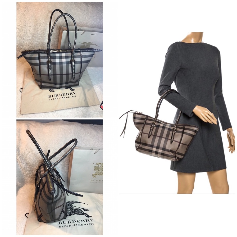 Authentic Burberry Smoke House Check Tote - Gem